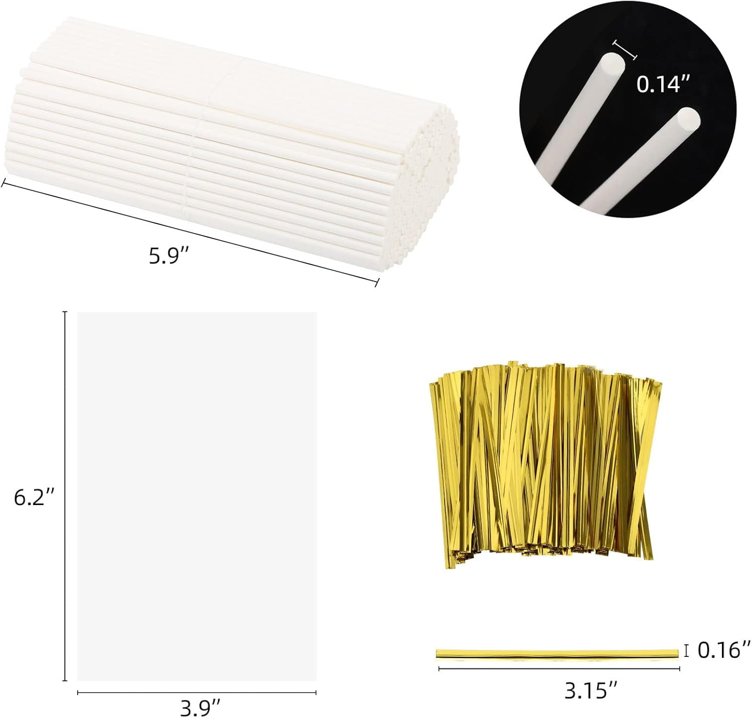 600 Pieces Cake Pop Sticks and Wrappers Kit, Including 6 Inch Paper ...