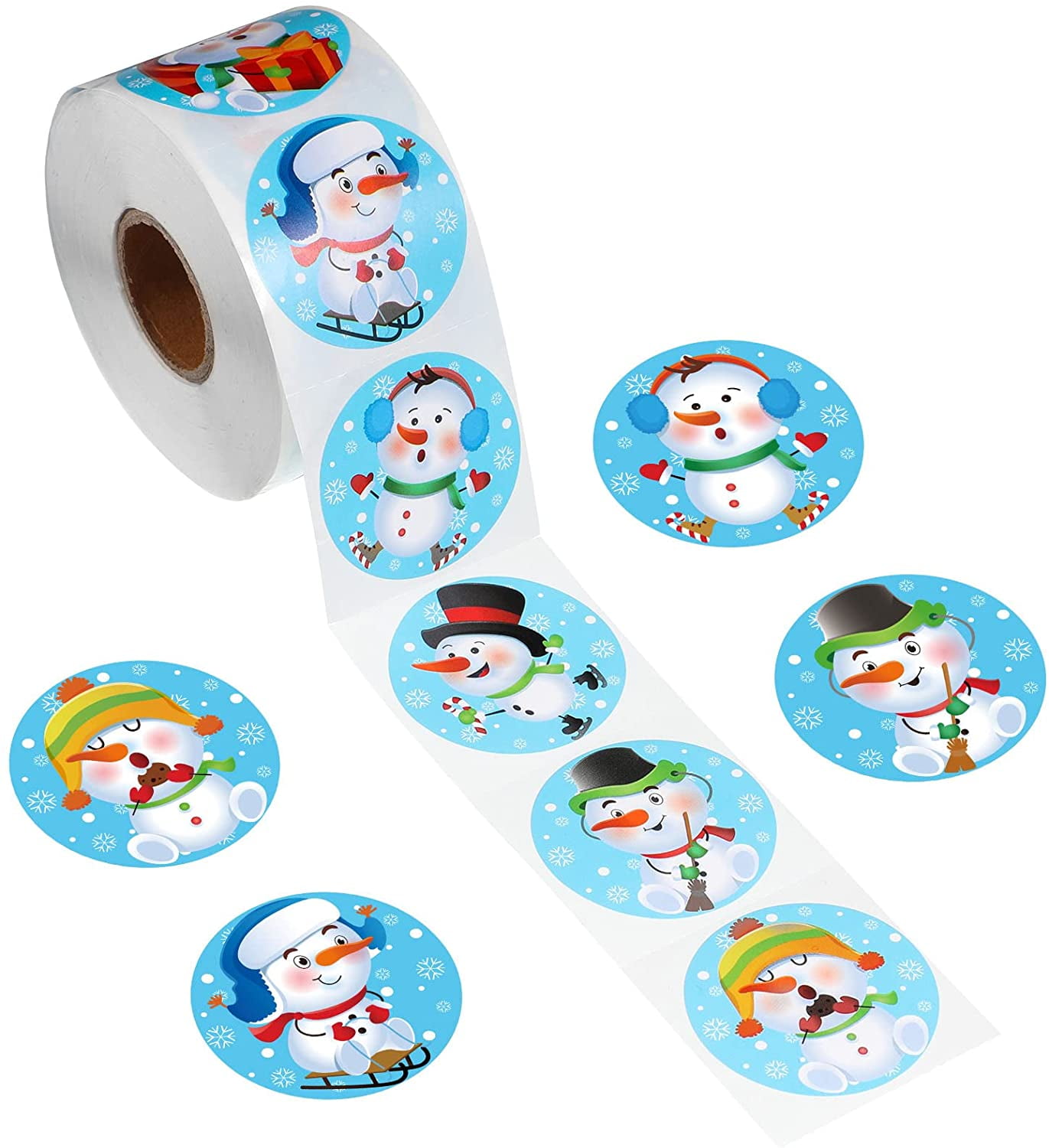 600 Pieces Cute Winter Stickers Roll 1.5 Inch Cartoon Seal Card Labels ...