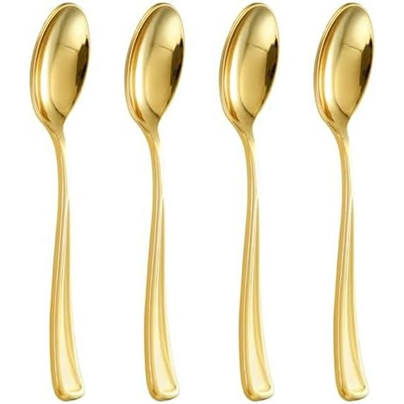600 Pieces Gold Plastic Spoons Disposable - 6.9inch Heavy Duty Spoons ...