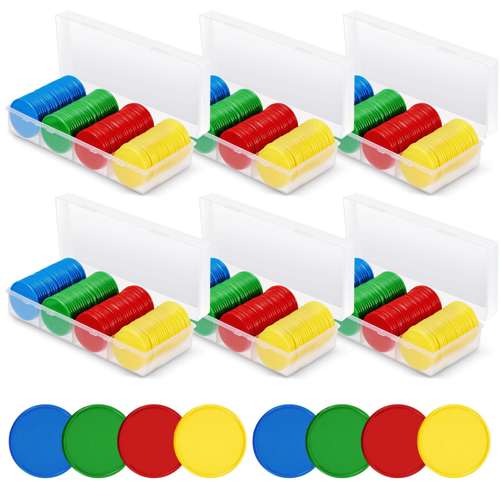 600 Pieces Plastic Poker Chips with Storage Box Counters Chip Poker ...