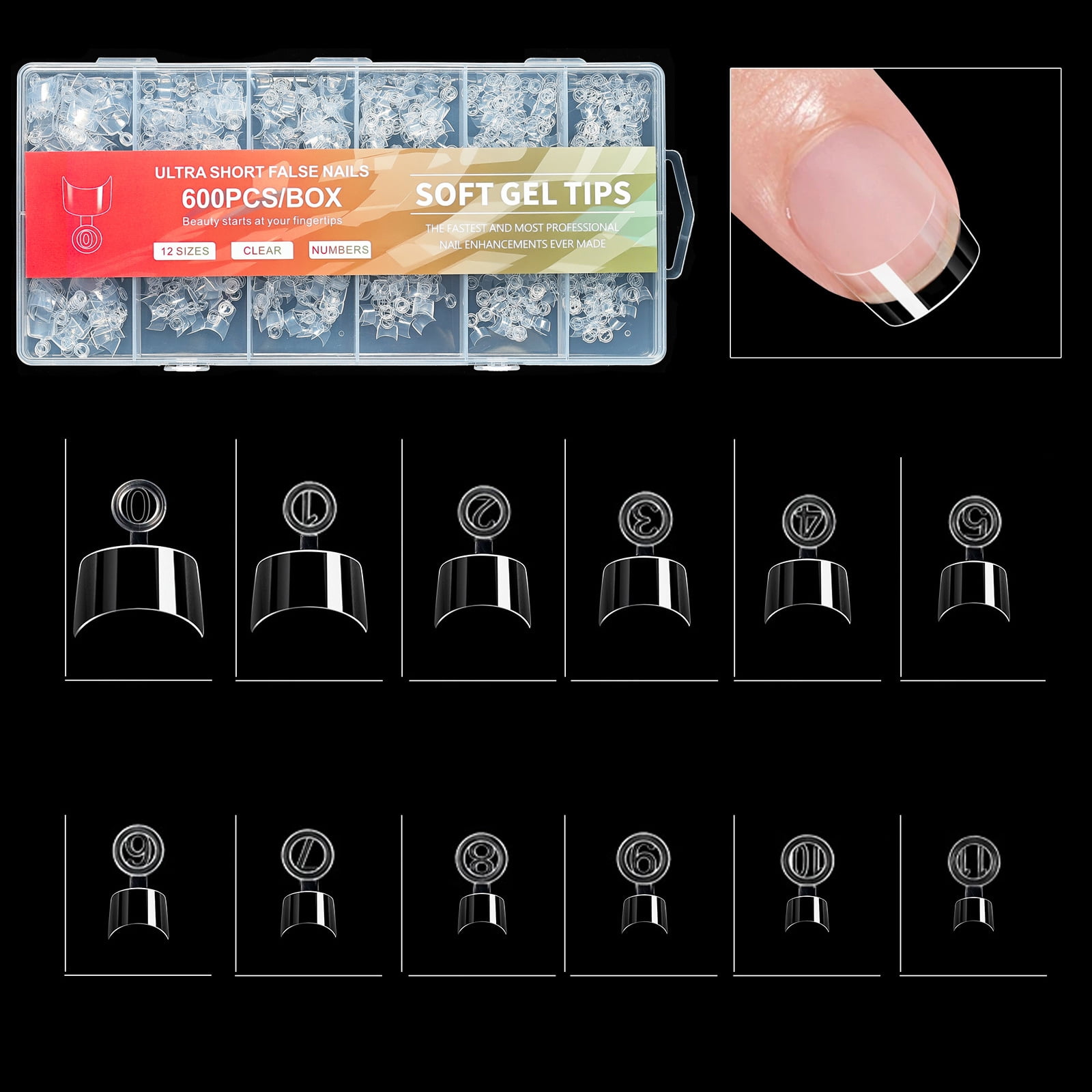 600 Pieces Short Half Covers False Nails friendly Nails Tips Manicure ...