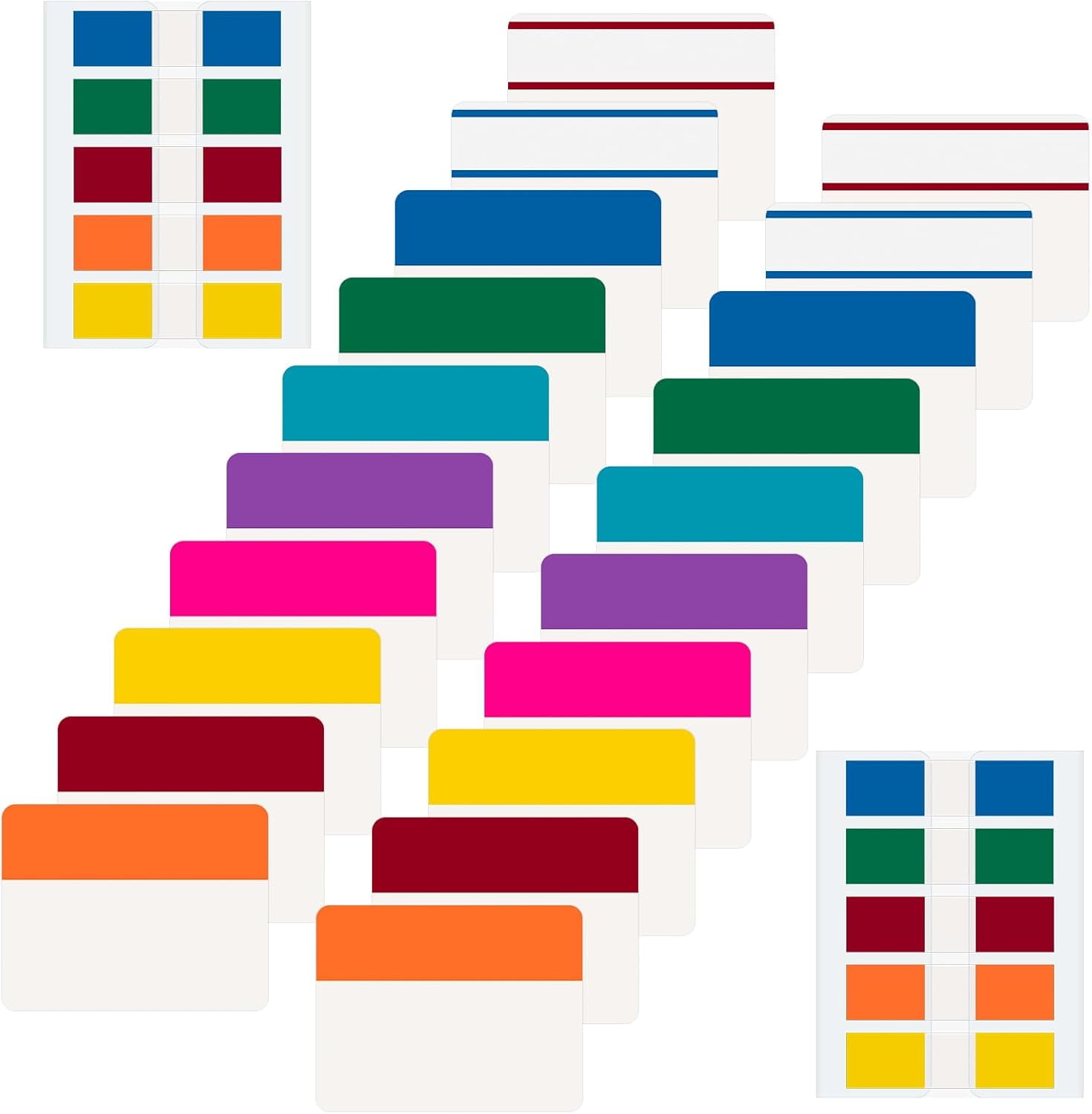 600 Pieces Tabs 2'' Sticky Tabs, Writable and Repositionable File Tabs ...