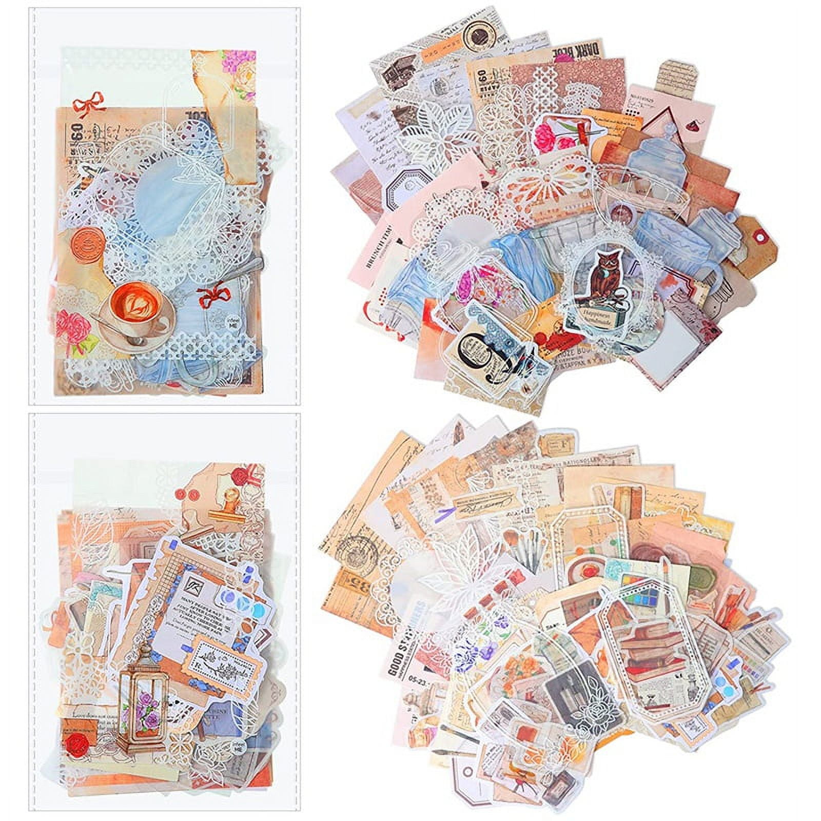 600 Pieces Vintage Stickers Journaling Paper Antique Scrapbooking ...
