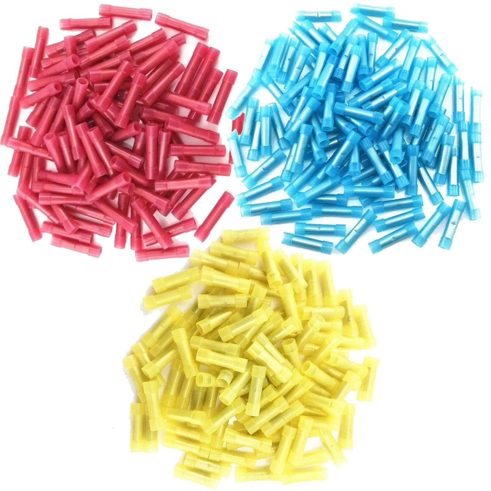 600 Red Blue Yellow Nylon Butt Connector 22-18 16-14 12-10 AWG Gauge ...
