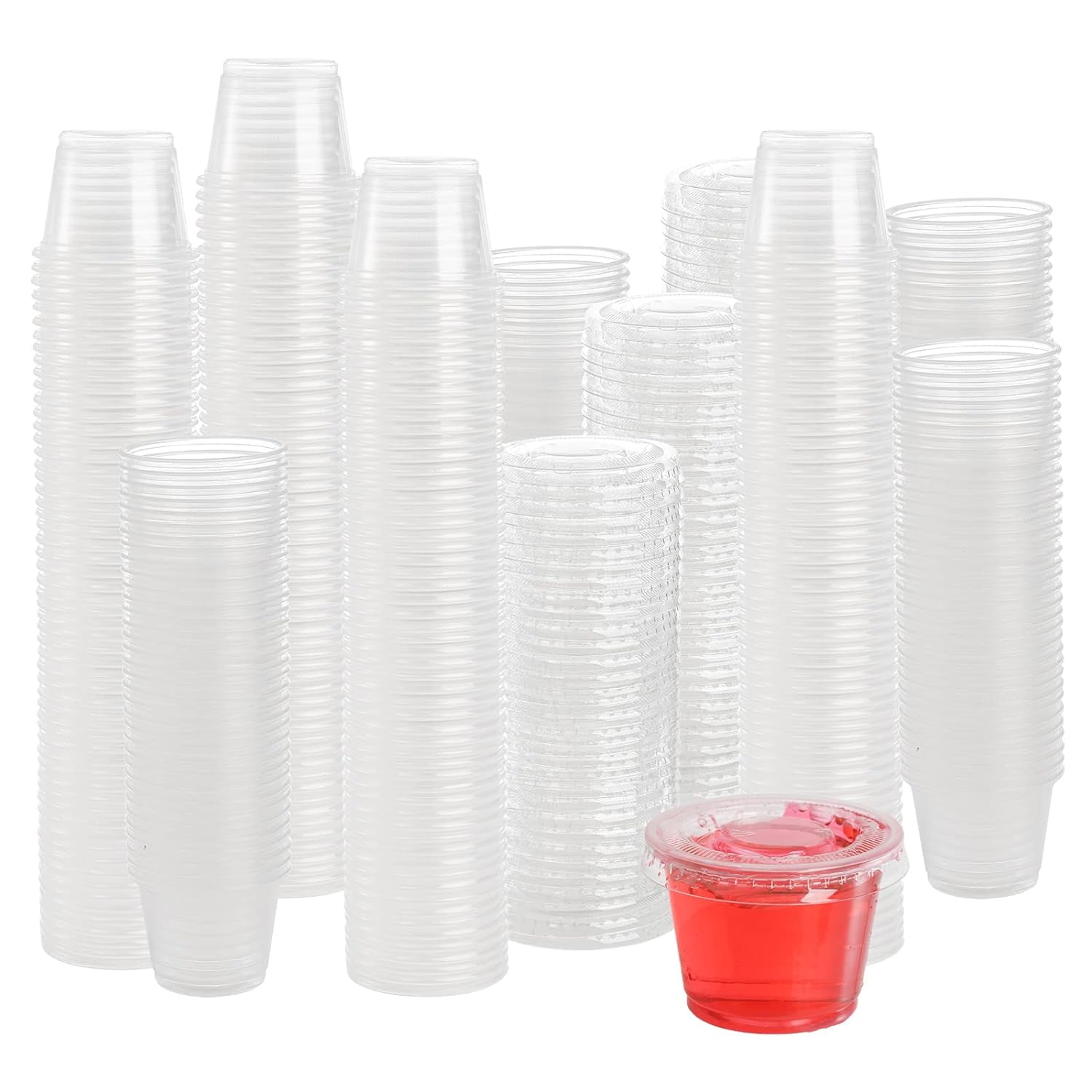 600 Sets 1 Oz Disposable Portion Cups with Lids, Clear Jello Shot Cups ...