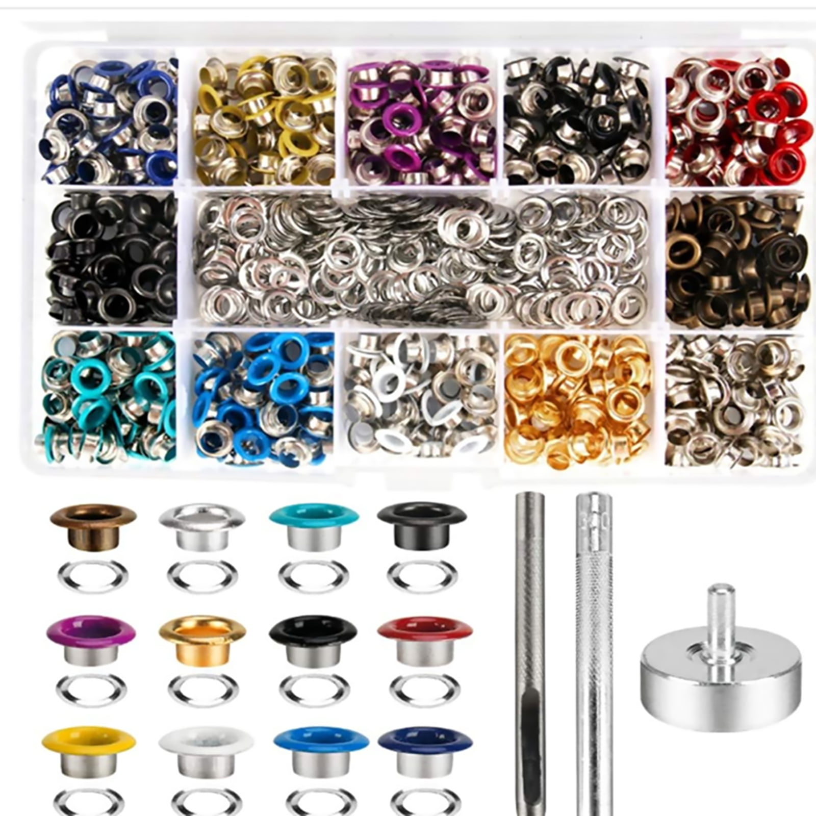 600 Sets of Durable Copper Grommets Kit 12 Colors, 3-Piece Grommet ...