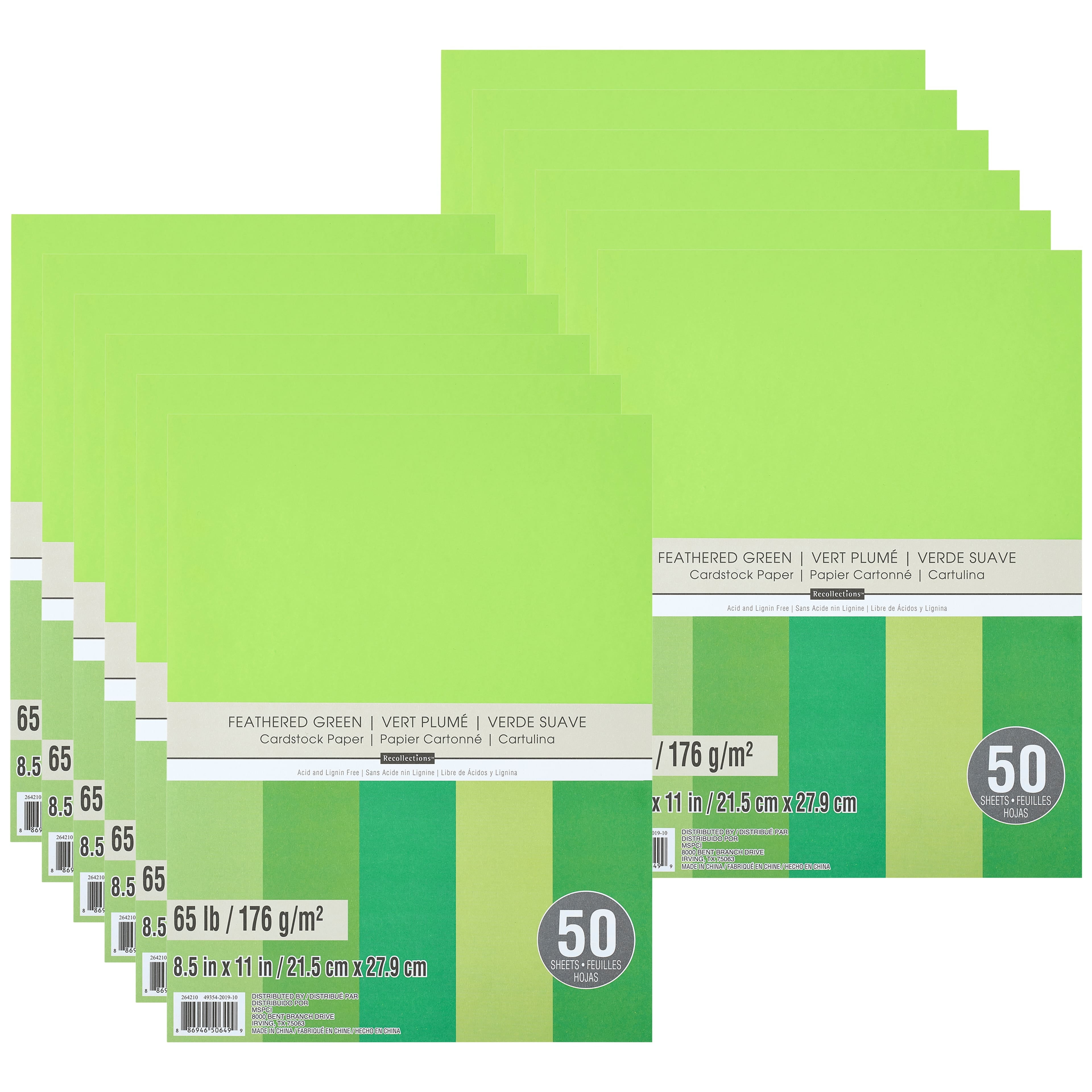 600 Sheets Feathered Greens 8.5" x 11" Cardstock Paper by Recollections ...