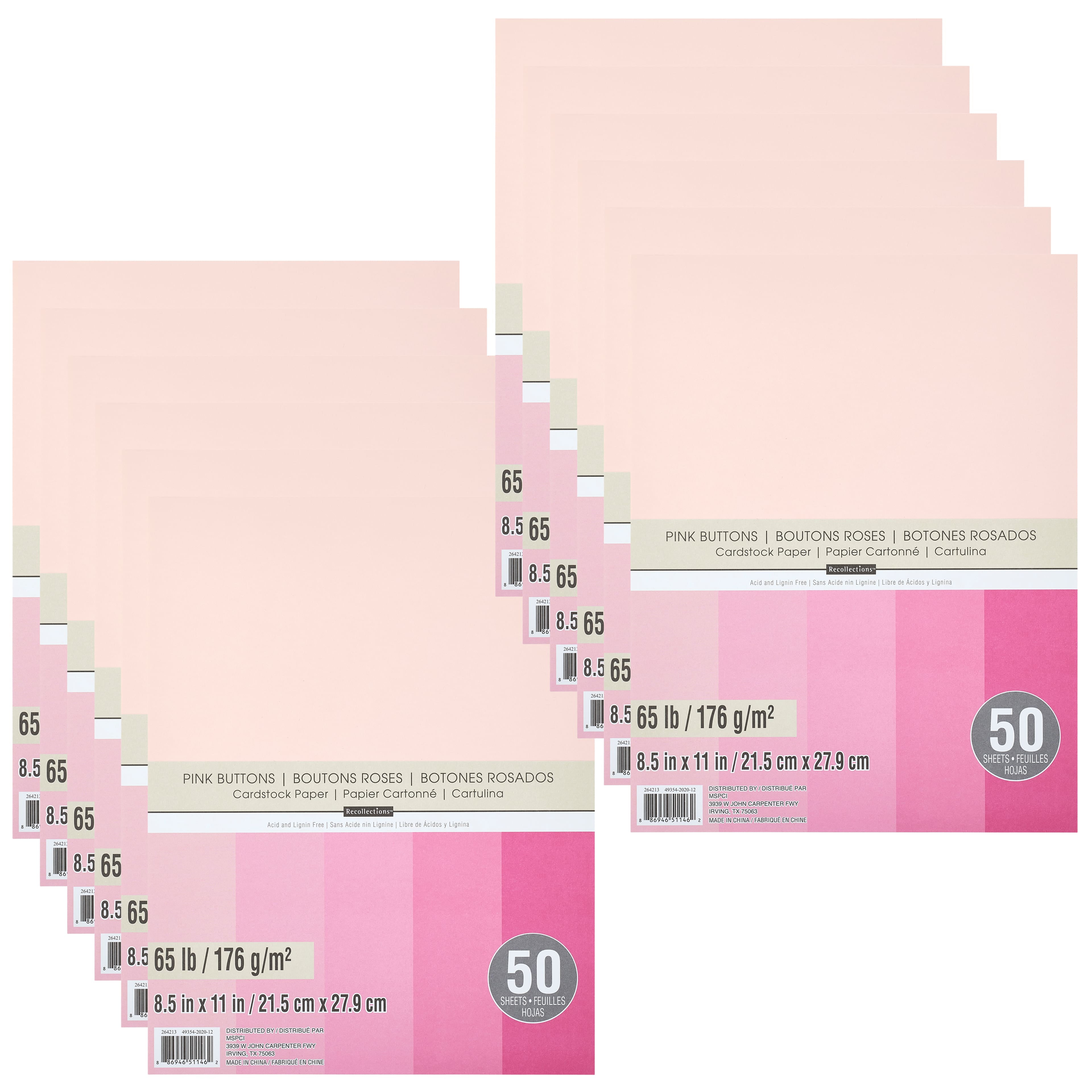 600 Sheets Pink Buttons 8.5" x 11" Cardstock Paper by Recollections ...