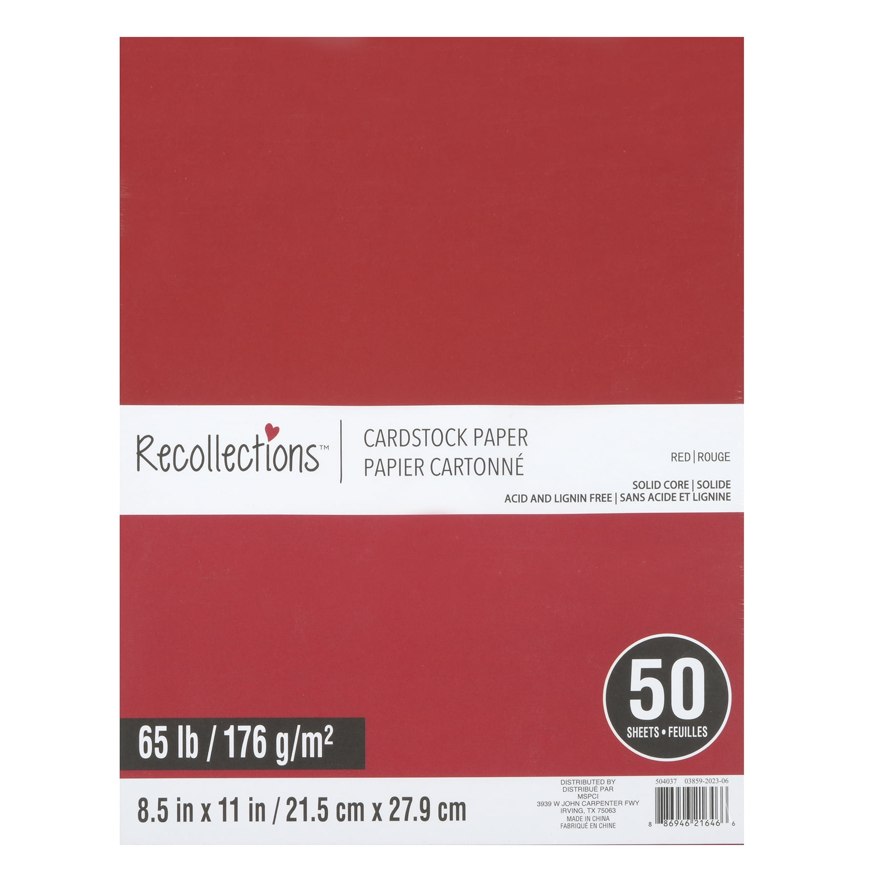 Recollections 600 Sheets Red 8.5" x 11" Cardstock Paper - Acid and ...