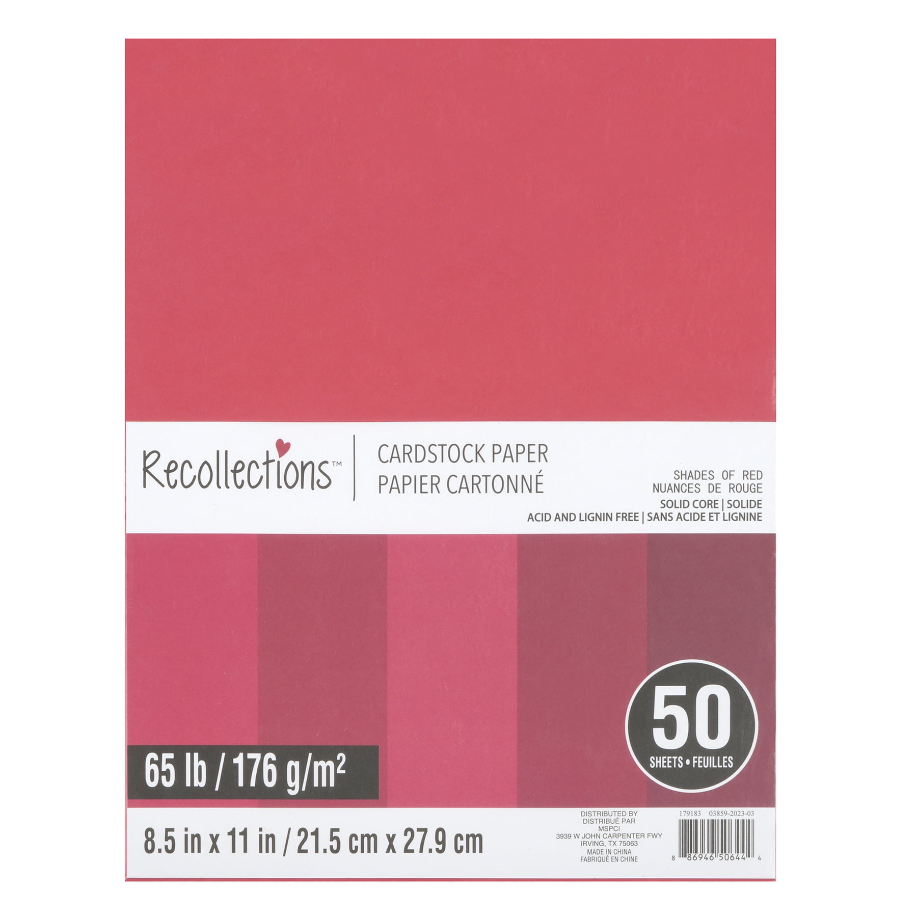 600 Sheets Shades of Red 8.5" x 11" Cardstock Paper by Recollections ...