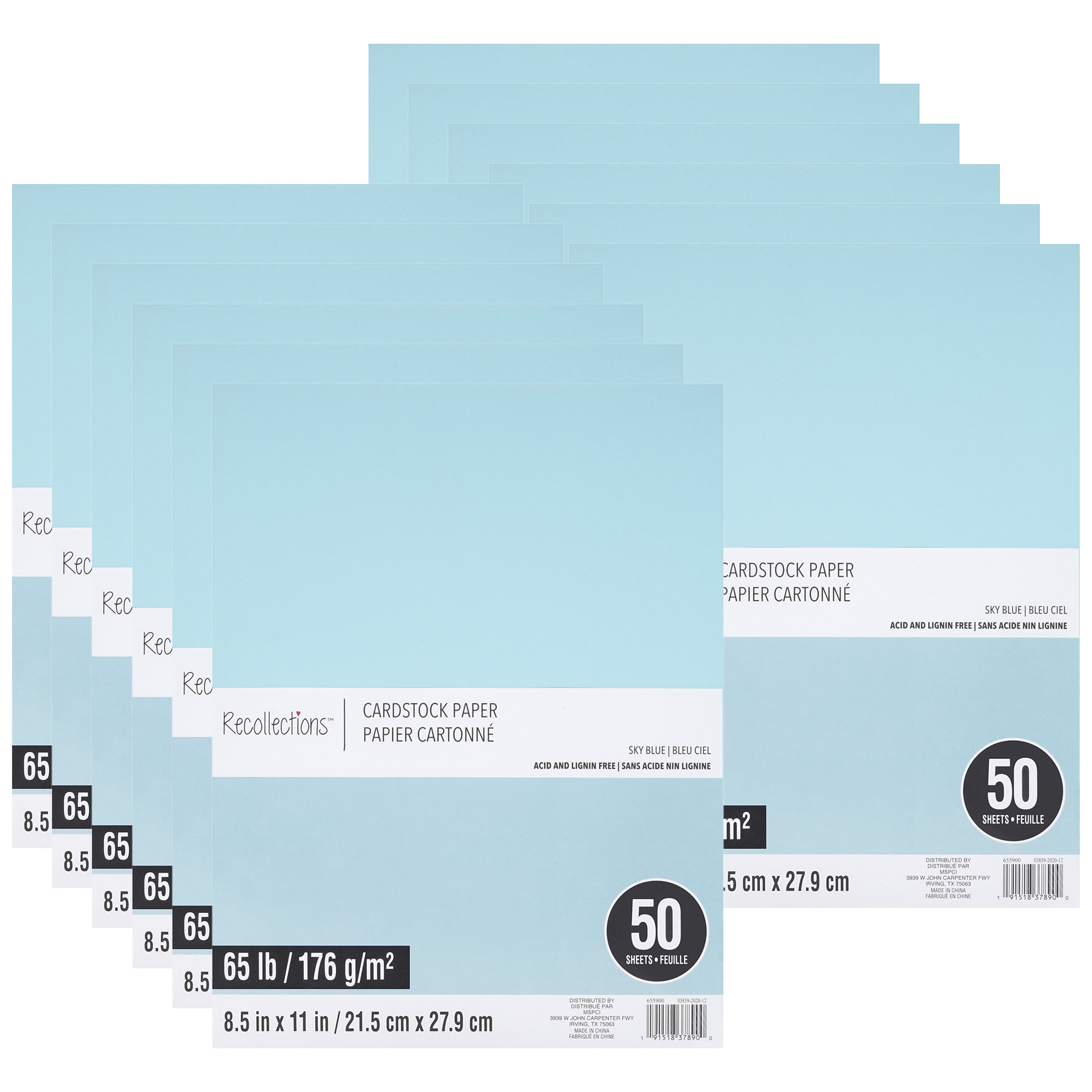 Recollections 600 Sheets Sky Blue 8.5" x 11" Cardstock Paper - Acid and ...