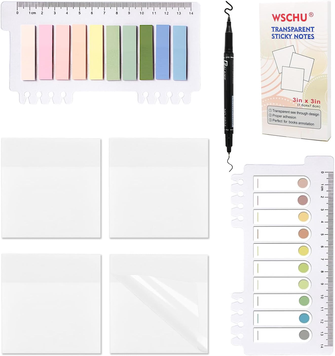 600 Sheets Transparent Sticky Notes, 3 x 3 inch Clear See Through ...