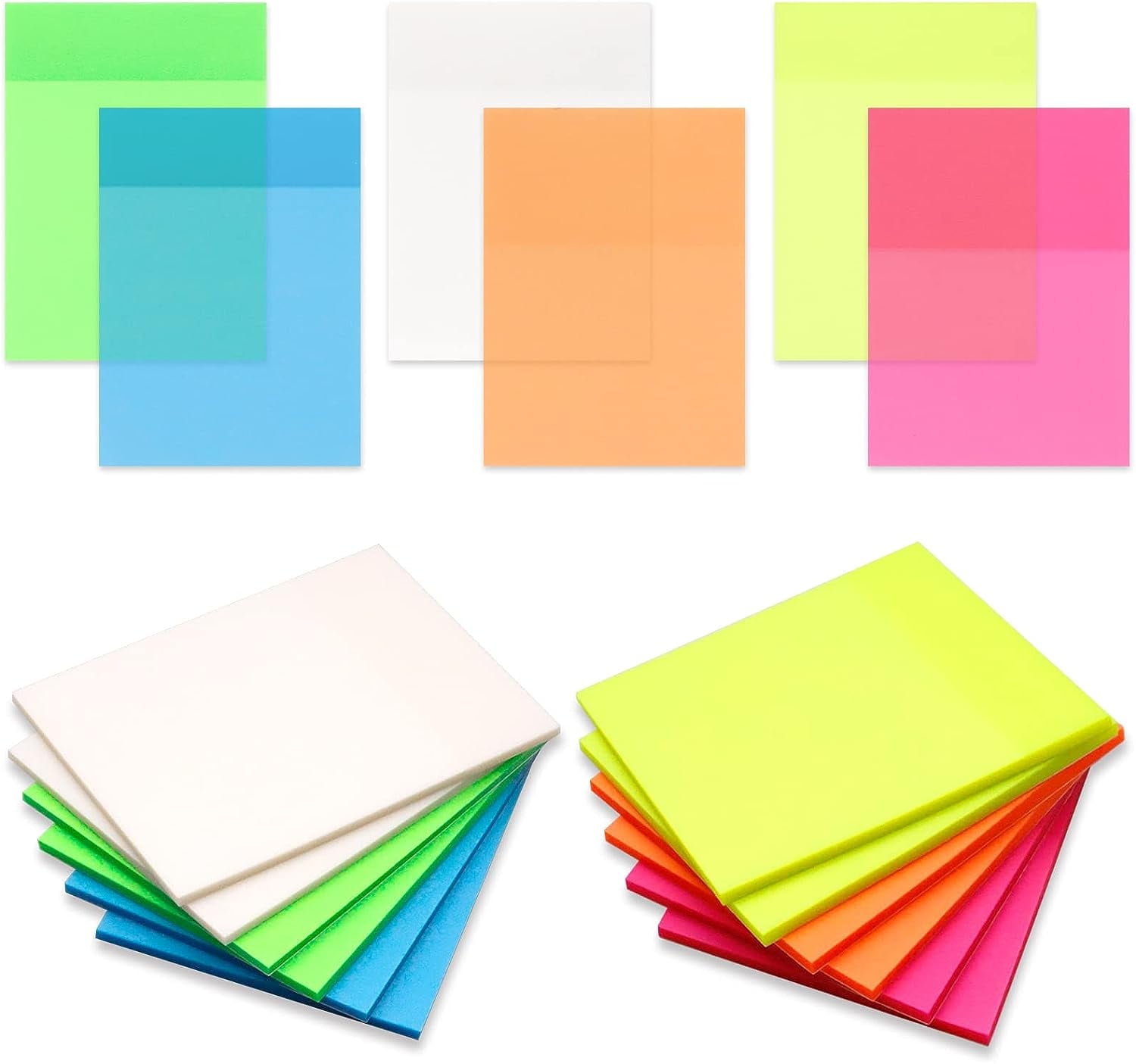 600 Sheets Transparent Sticky Notes, Clear Self-Sticky Annotation ...