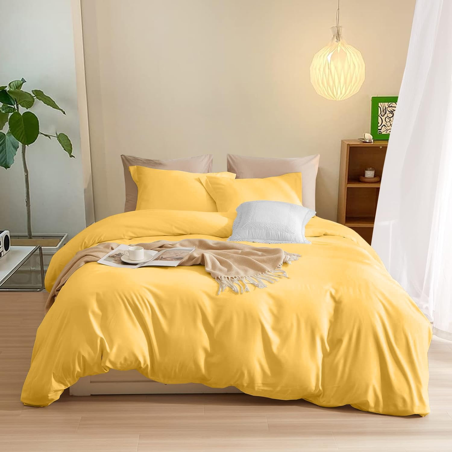 600-TC Egyptian Cotton 3-Piece Duvet Cover Set – Zipper Closure - Queen ...