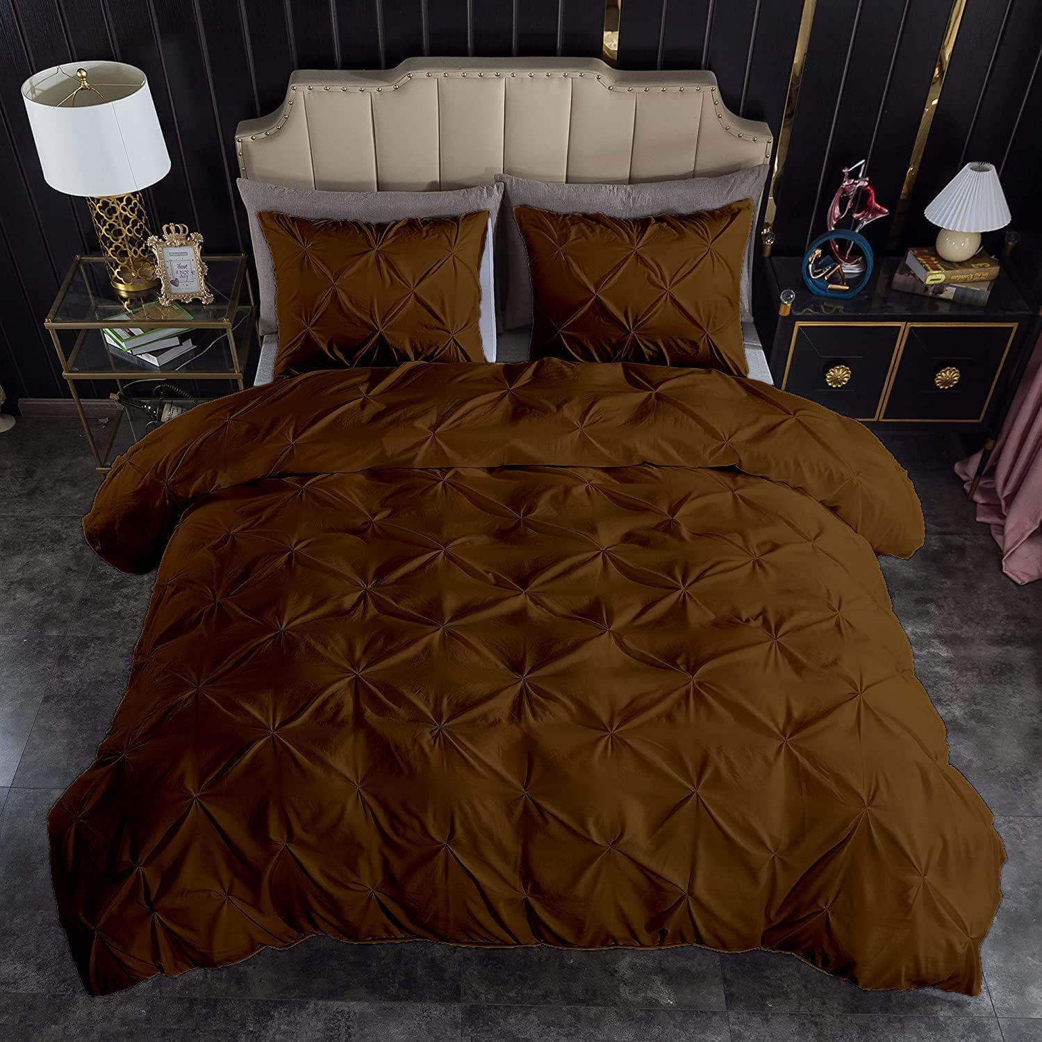 600-TC Luxury Soft & Cozy 3-PCs Pinch Pleated Duvet Cover Set - Premium ...