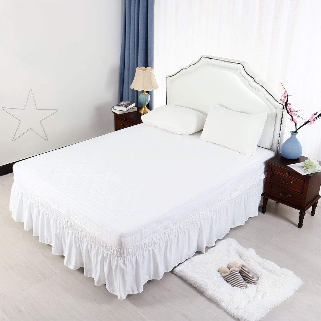 600-TC Pima Cotton Wrap Around Bed Skirt – Quick and Easy Installation for a Neat Bedframe Look ...