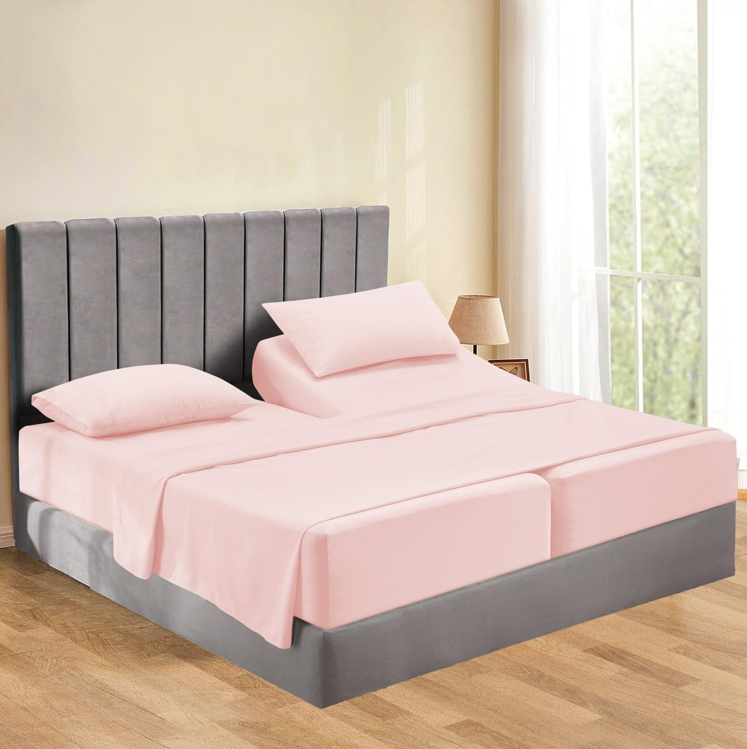 600-TC Soft Egyptian Cotton, Perfect Fit: Queen Split Sheet Set, 5 ...