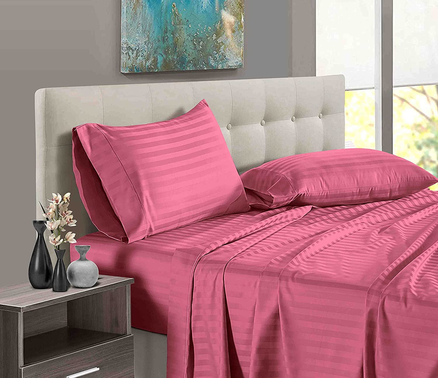 600 Thread Count 100% Long Staple Egyptian Cotton Soft Combed, 4 Piece ...