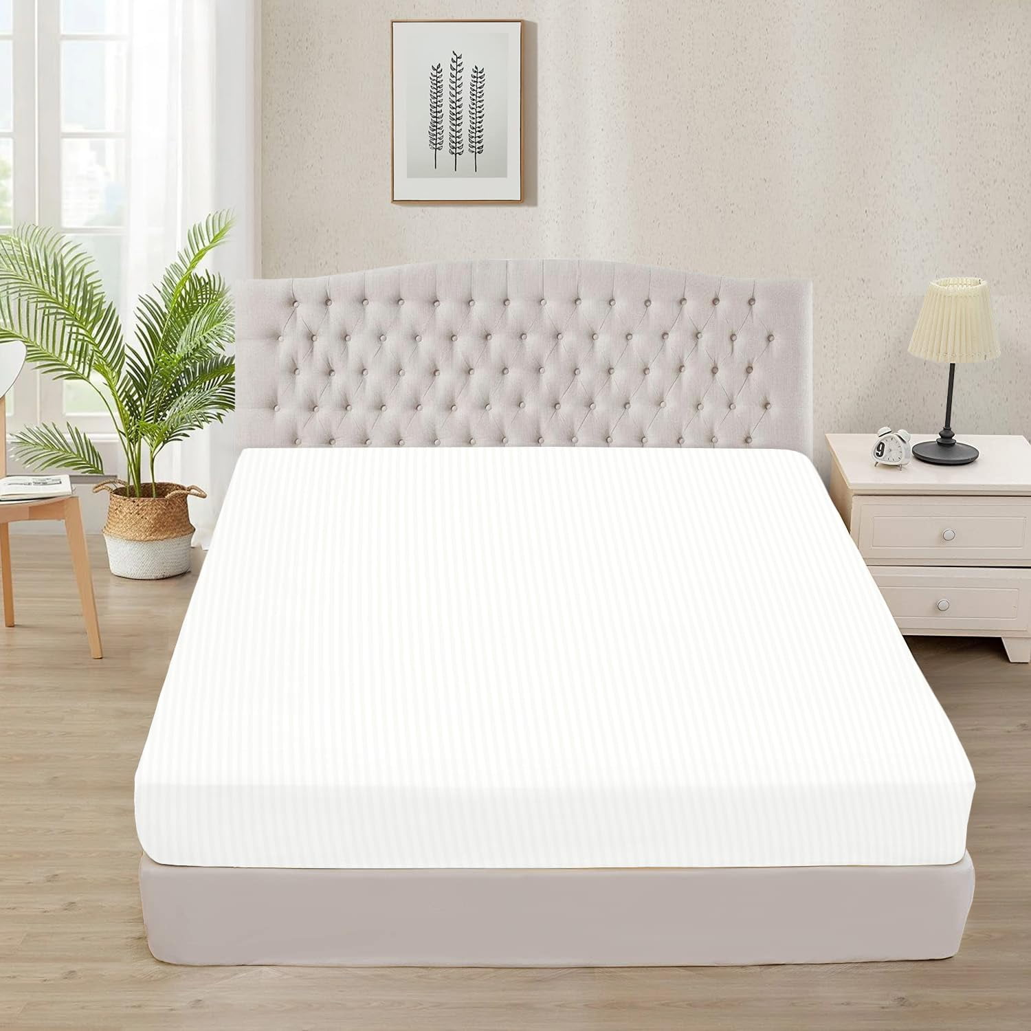 600 Thread Count Egyptian Cotton 1-Piece Fitted Sheet, 16-18 Inch Deep ...