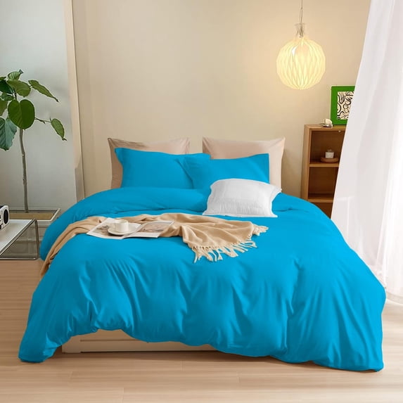 600 Thread Count Egyptian Cotton 3-Piece Duvet Cover Set with Button ...