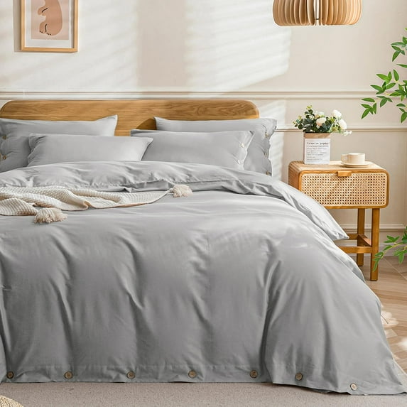 600 Thread Count Egyptian Cotton 3-Piece Duvet Cover Set with Coconut ...