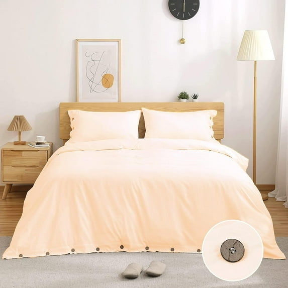 600 Thread Count Egyptian Cotton 3-Piece Duvet Cover Set with Coconut ...