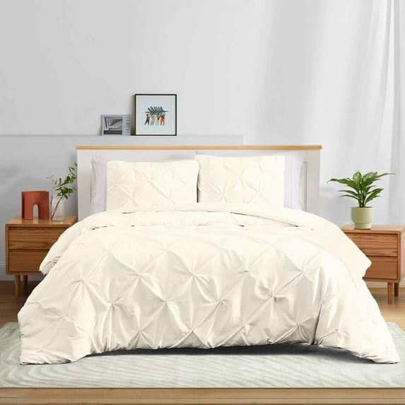 600 Thread Count Egyptian Cotton 3-Piece Pinch Pleated Duvet Cover Set ...
