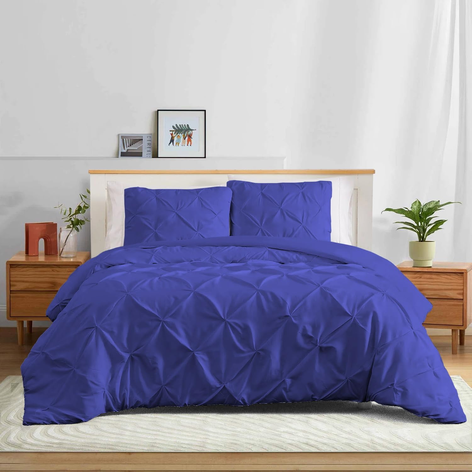 600 Thread Count Egyptian Cotton 3-Piece Pinch Pleated Duvet Cover Set ...