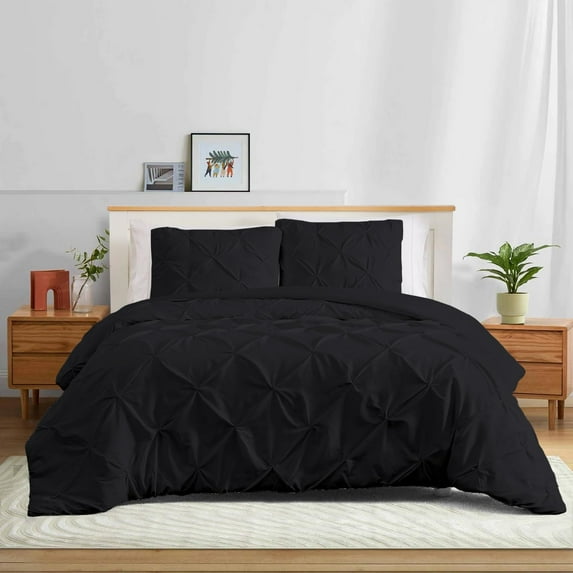 600 Thread Count Egyptian Cotton 3-Piece Pinch Pleated Duvet Cover Set ...