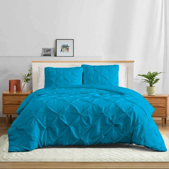 600 Thread Count Egyptian Cotton 3-Piece Pinch Pleated Duvet Cover Set ...