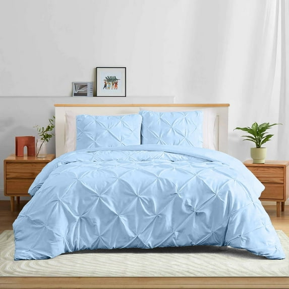 600 Thread Count Egyptian Cotton 3-Piece Pinch Pleated Duvet Cover Set ...