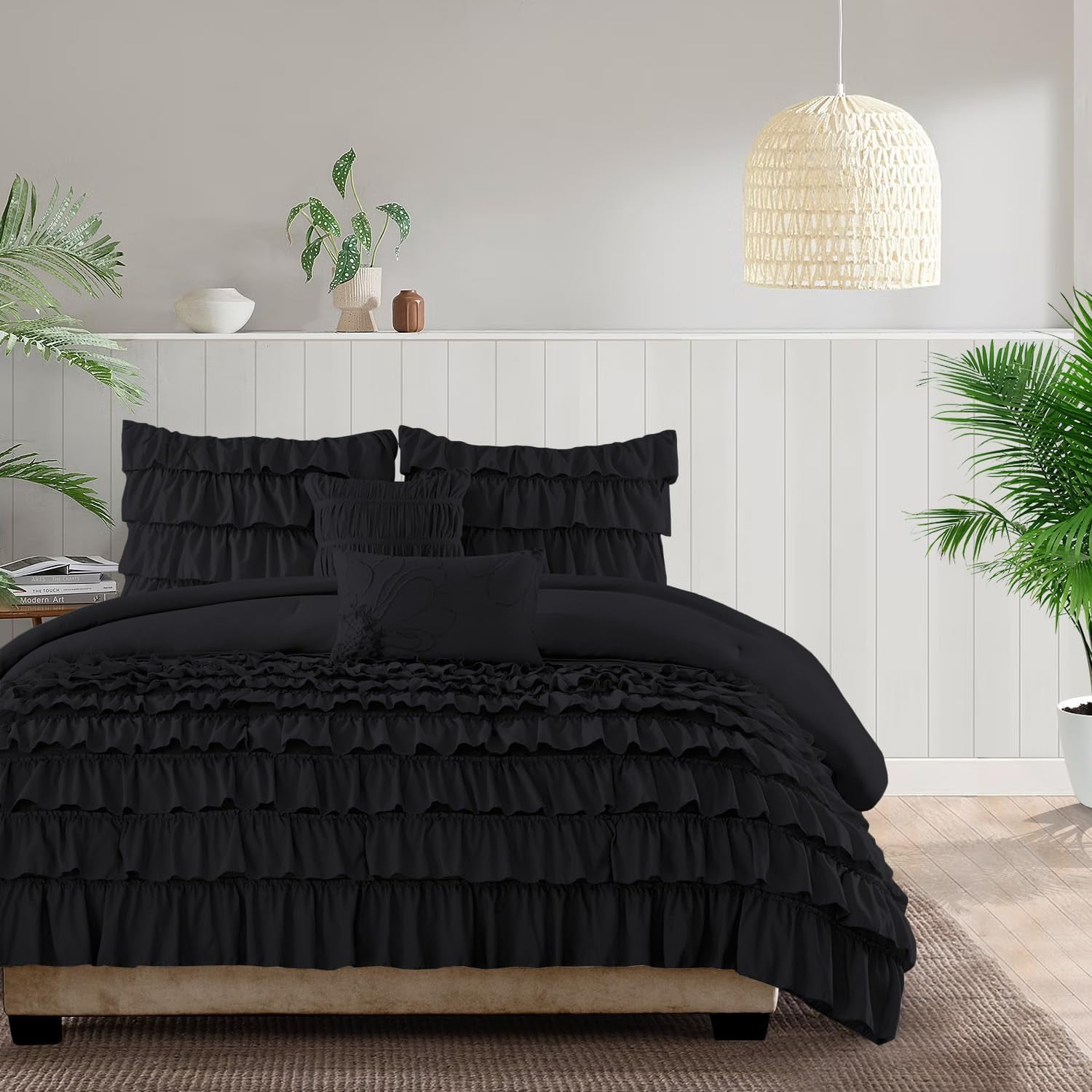 600 Thread Count Egyptian Cotton 3-Piece Waterfall Multi Ruffle Duvet ...