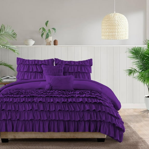 600 Thread Count Egyptian Cotton 3-Piece Waterfall Multi Ruffle Duvet ...