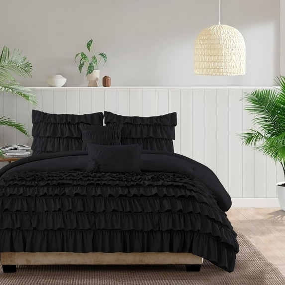 600 Thread Count Egyptian Cotton 3-Piece Waterfall Multi Ruffle Duvet ...