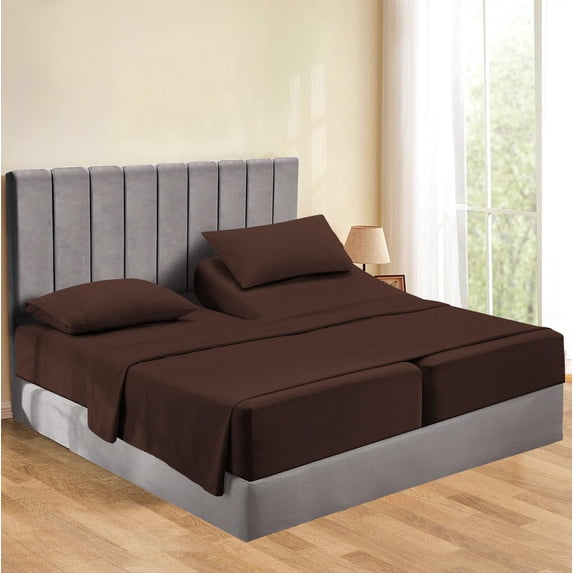 600-Thread Count Egyptian Cotton 5-Piece Split Queen Sheet Set, 22-24 ...