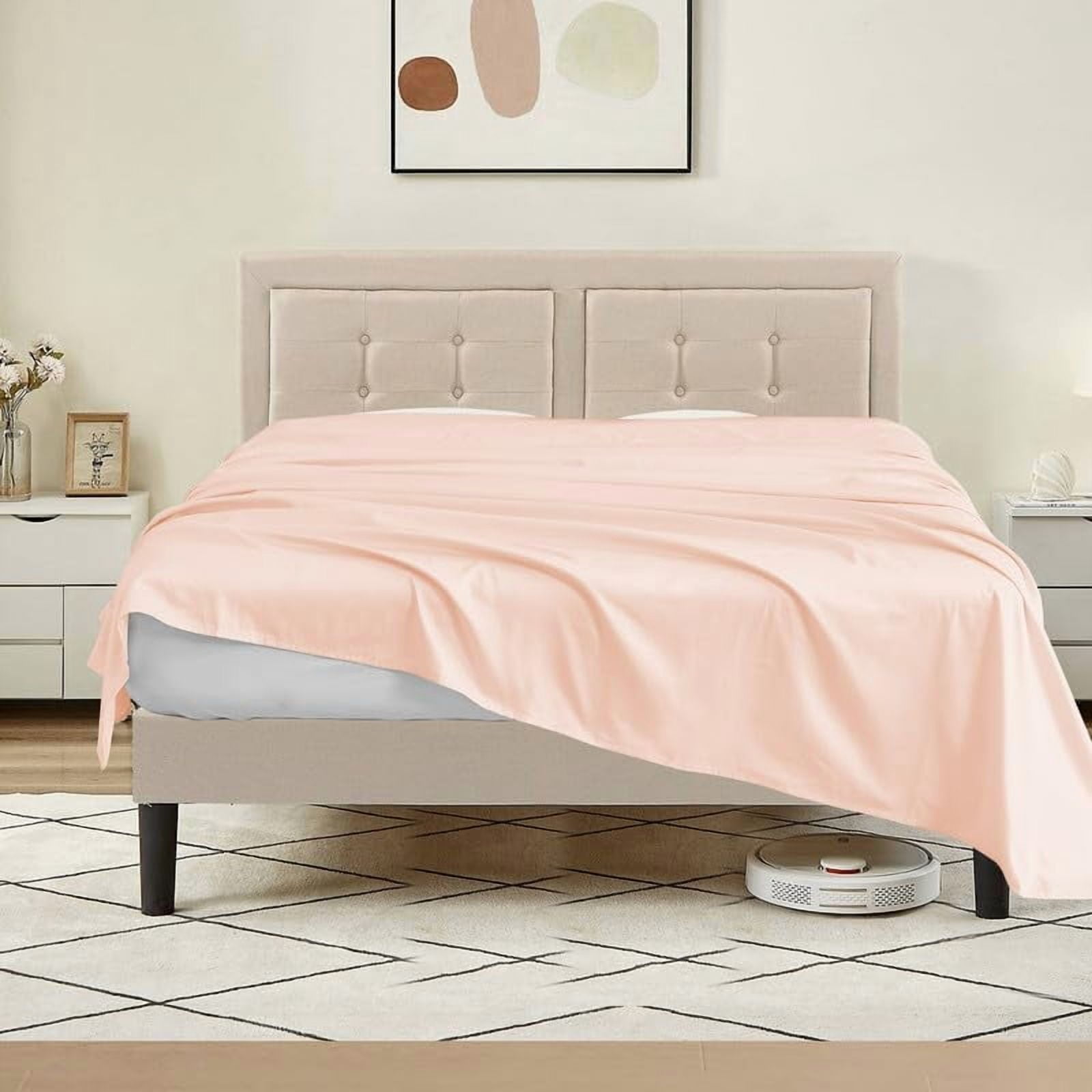 600 Thread Count Egyptian Cotton Flat Sheet – 1 Piece, Solid Peach King ...
