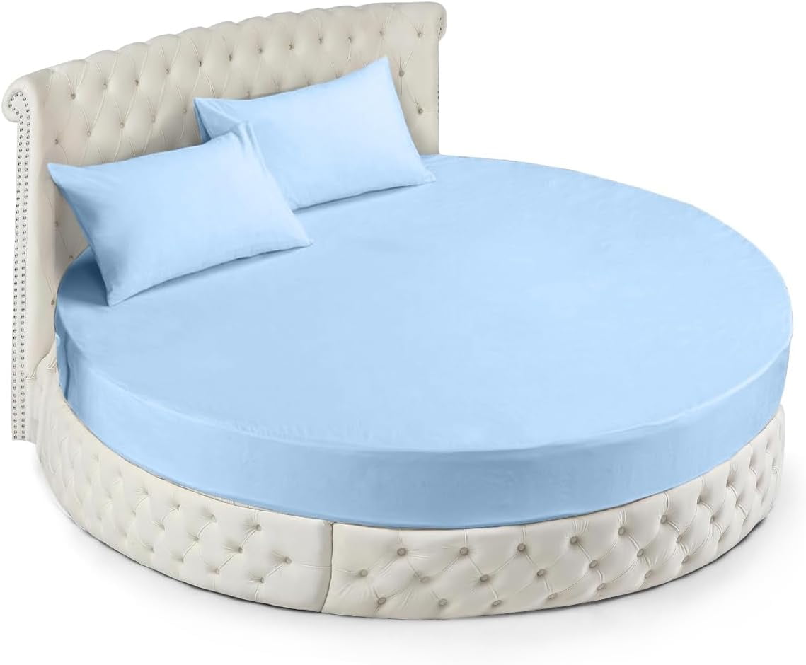 600-Thread Count Egyptian Cotton Queen Round Bed Sheet Set – Fits 84 ...
