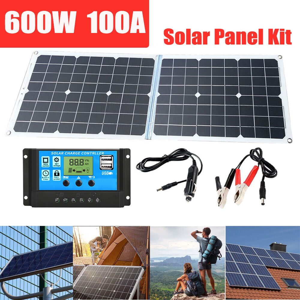 600 Watts Solar Panel Kit 100A 12V Battery Charger with Controller ...