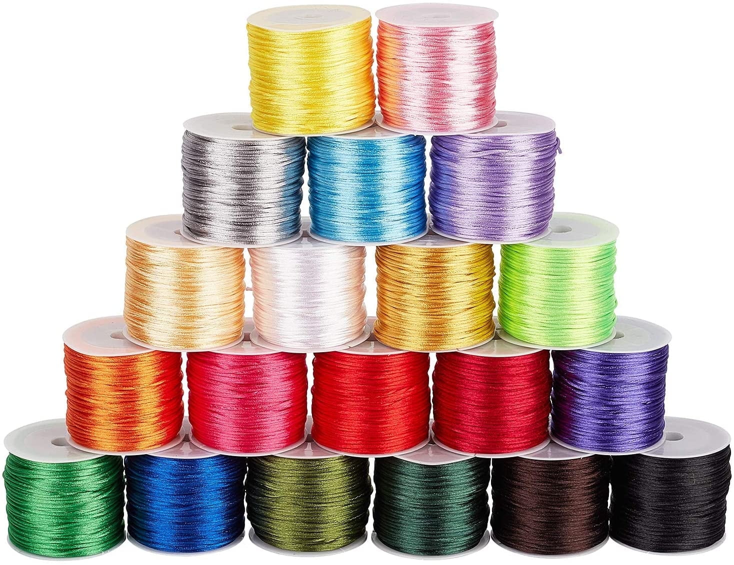 600 Yards 1mm Rattail Cord Nylon String Satin Cord 20 Colors Silk Cord ...