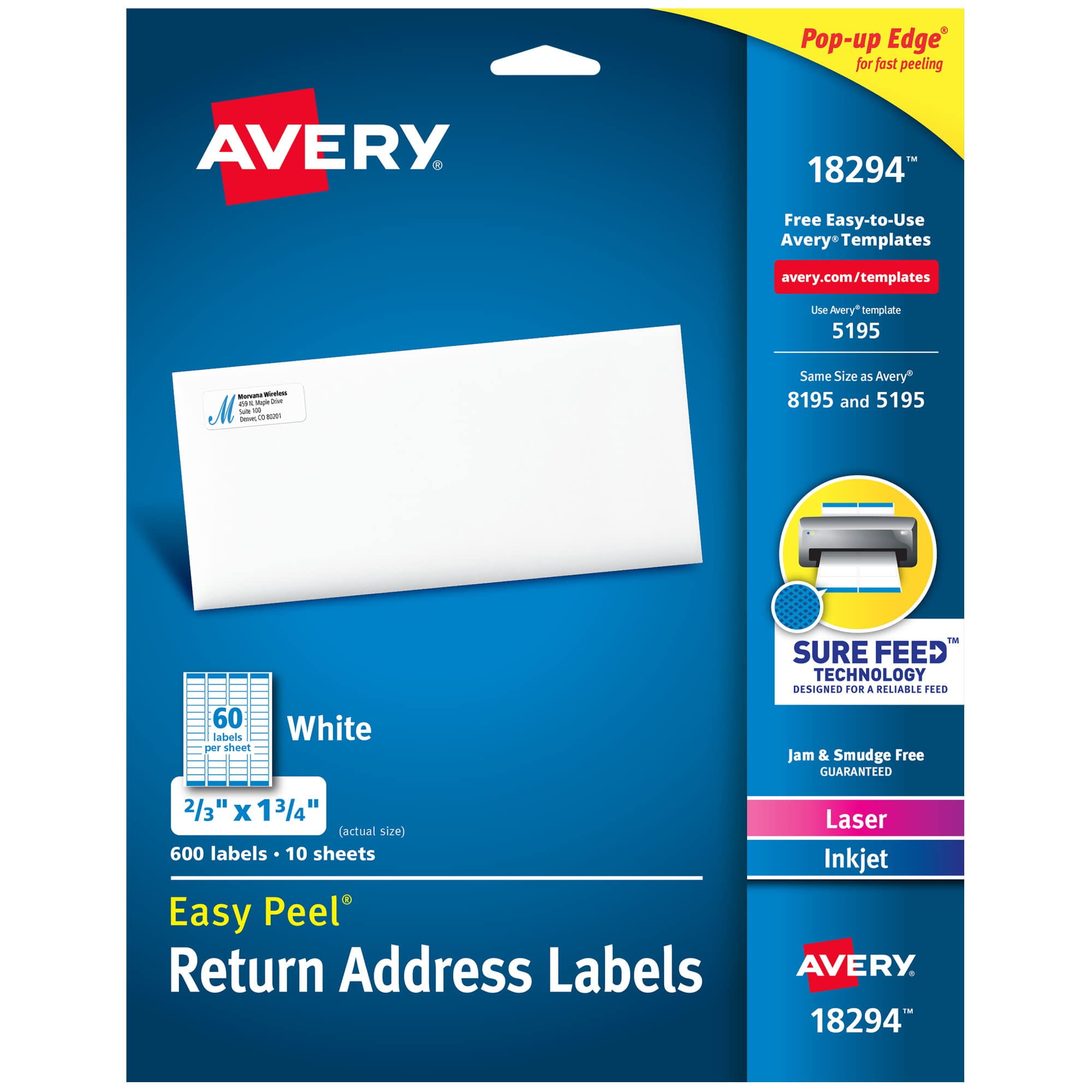 600 blank white mailing labels with Sure Feed, 2/3" x 1-3/4", printable ...