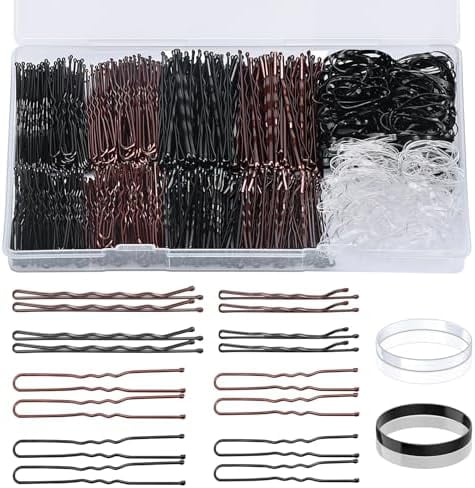 600 count Bobby Pins Hair Pins Kit, Brown & Black Hair Clips & Bands ...