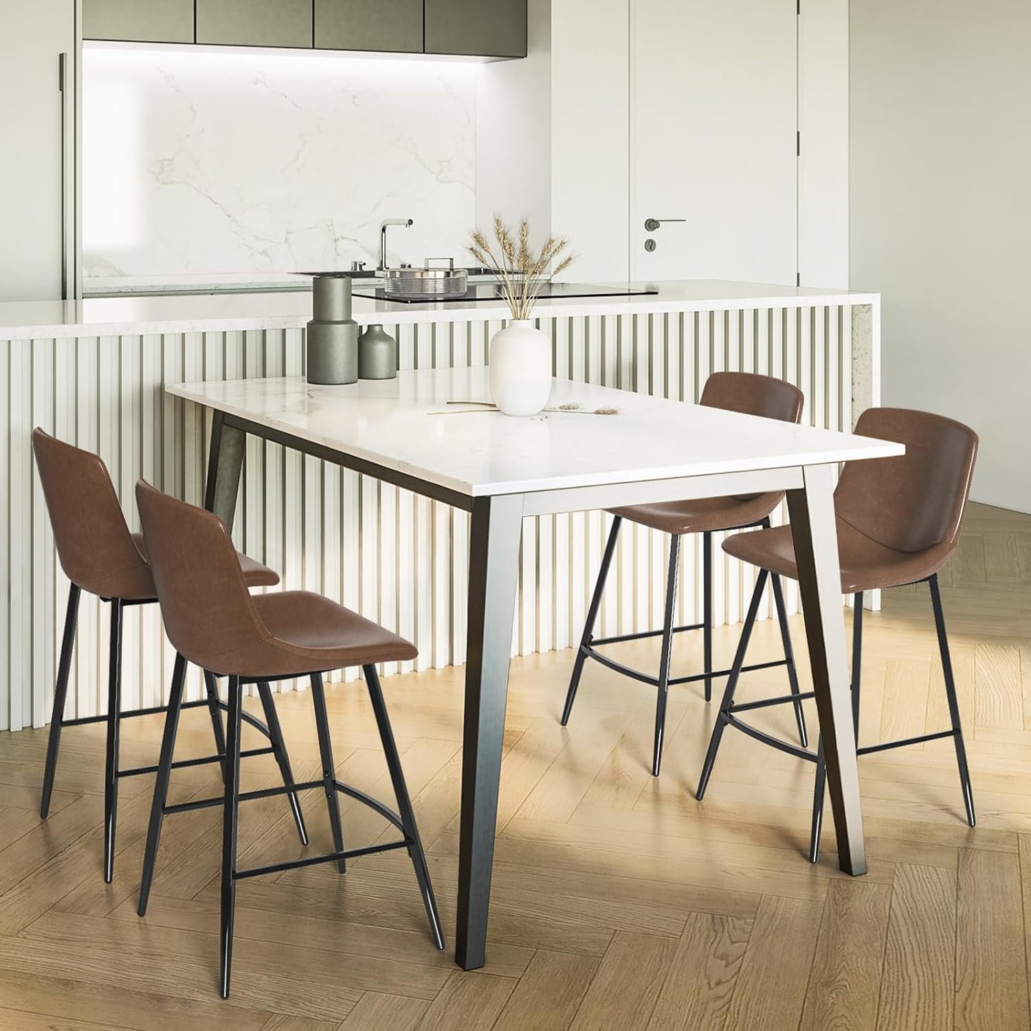 600 lbs Counter Height Bar Stools Set of 6, 24 Inch Ergonomic Barstools ...