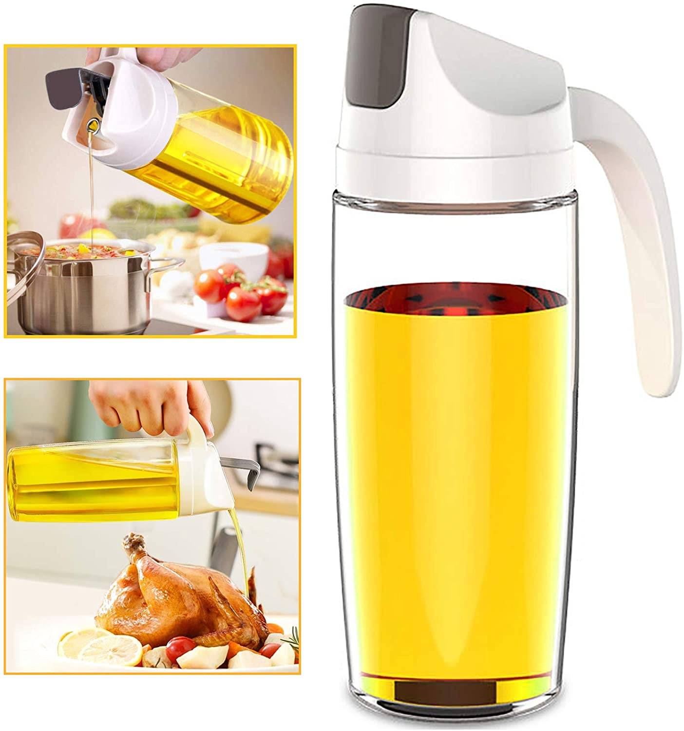 600 ml Auto Flip Olive Oil Dispenser Bottle, 20 OZ Leakproof Vinegar ...