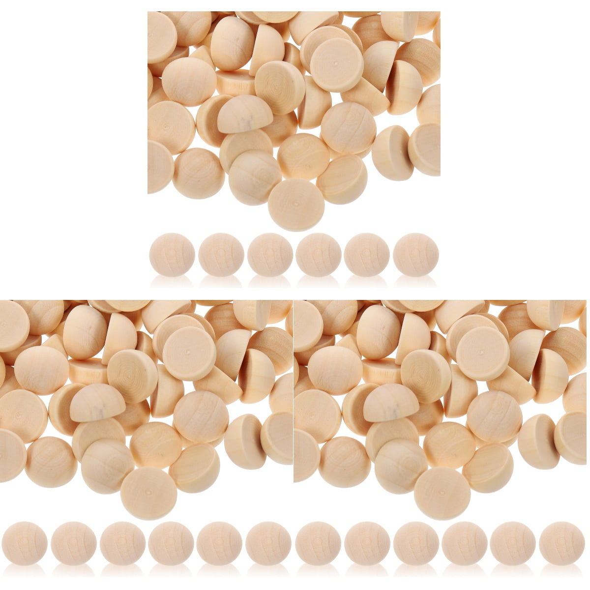600 pcs Half Round Wooden Beads Unfinished Wood Half Balls for DIY Art ...