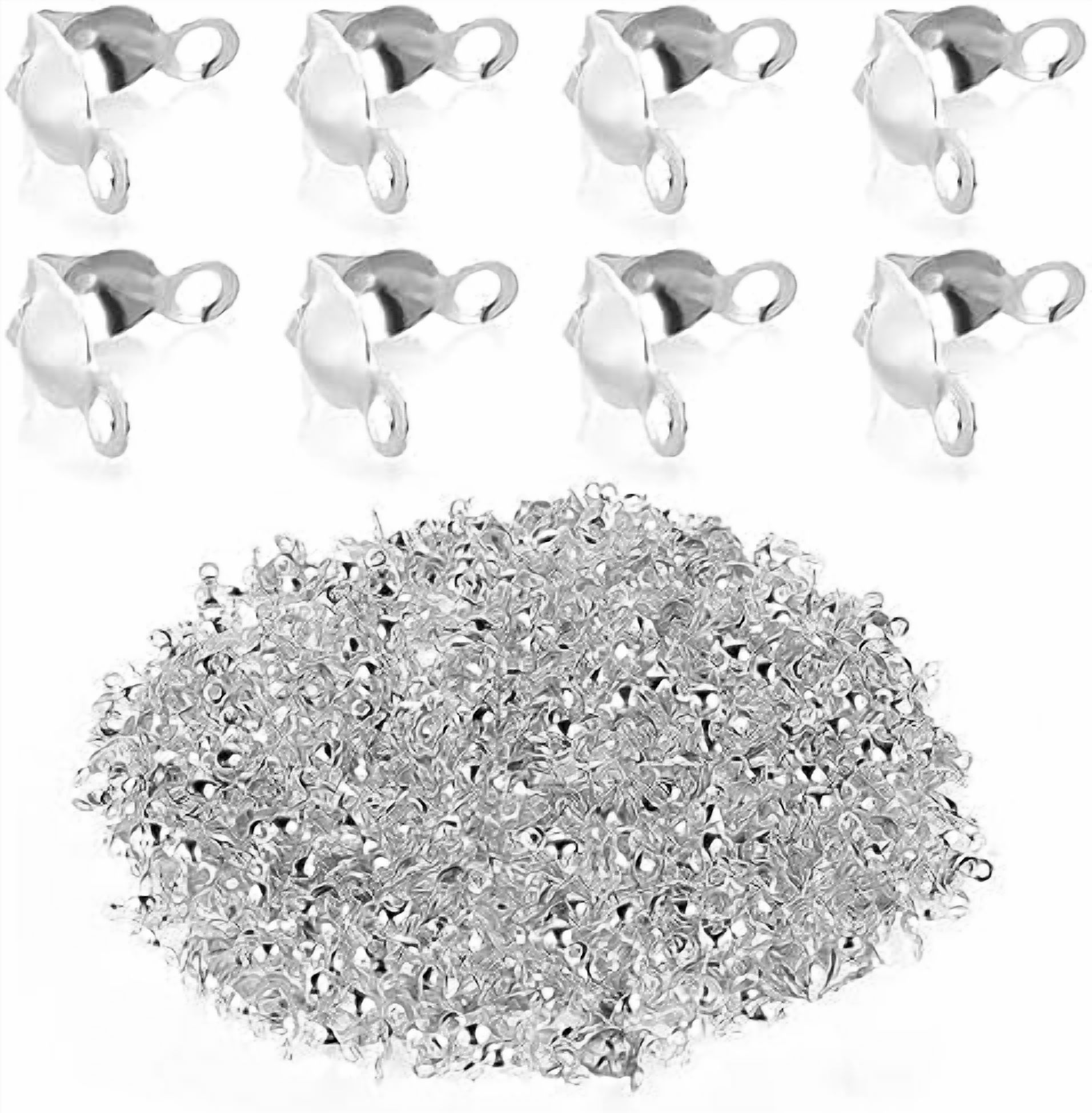 600 silver crimp bead covers and clamshell tips for concealing knots in ...