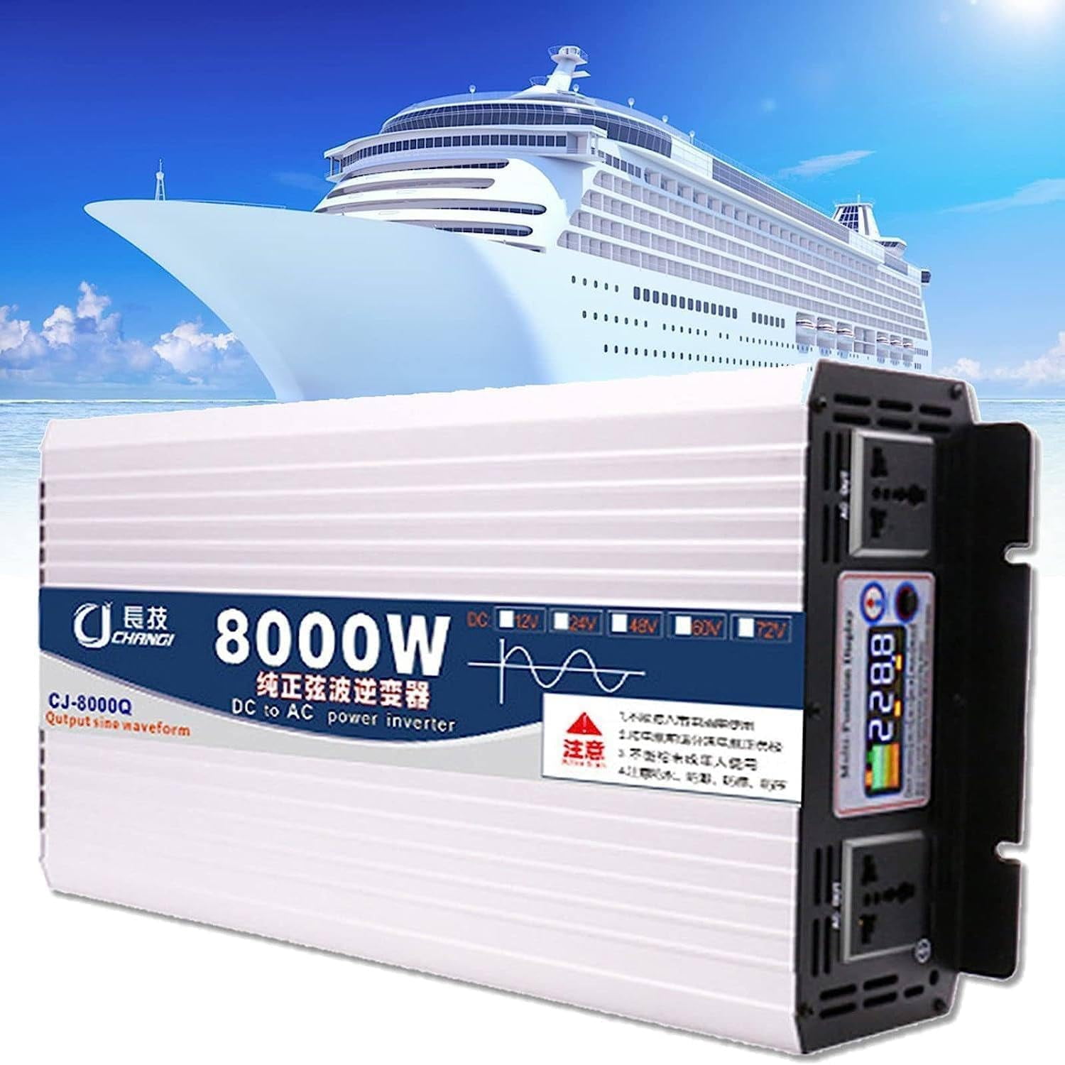 6000 to 12000 Watt Pure Sine Wave Power Inverter 12V to 220V Converter ...
