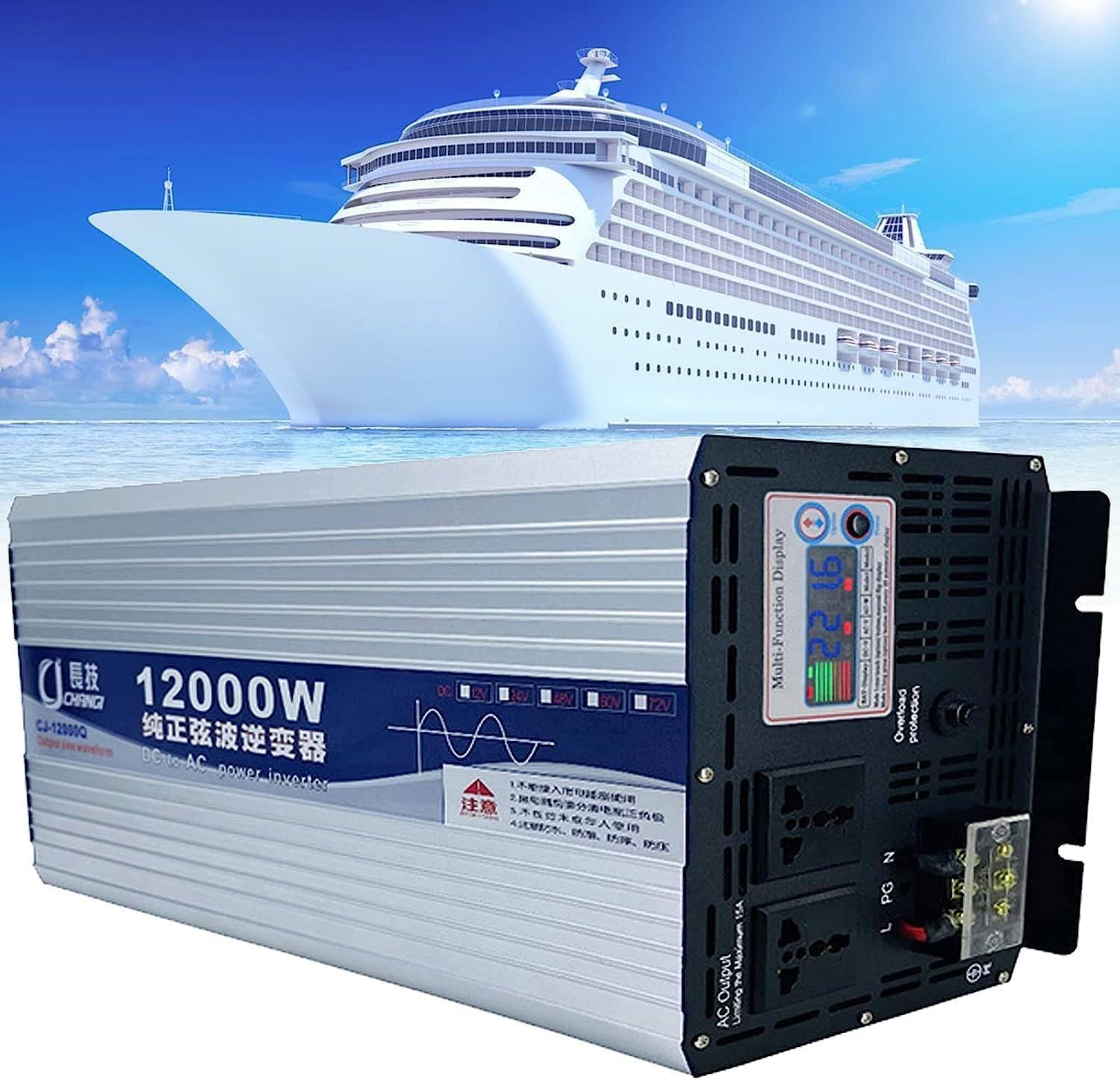 6000 to 12000 Watt Pure Sine Wave Power Inverter 12V to 220V Converter ...