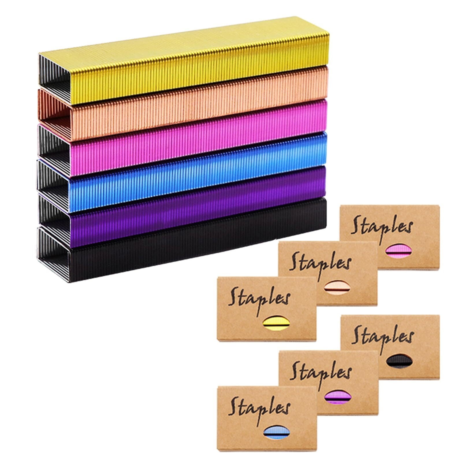 6000 Colored Staples Colorful 26/6 Standard Staple for Desk Manual ...