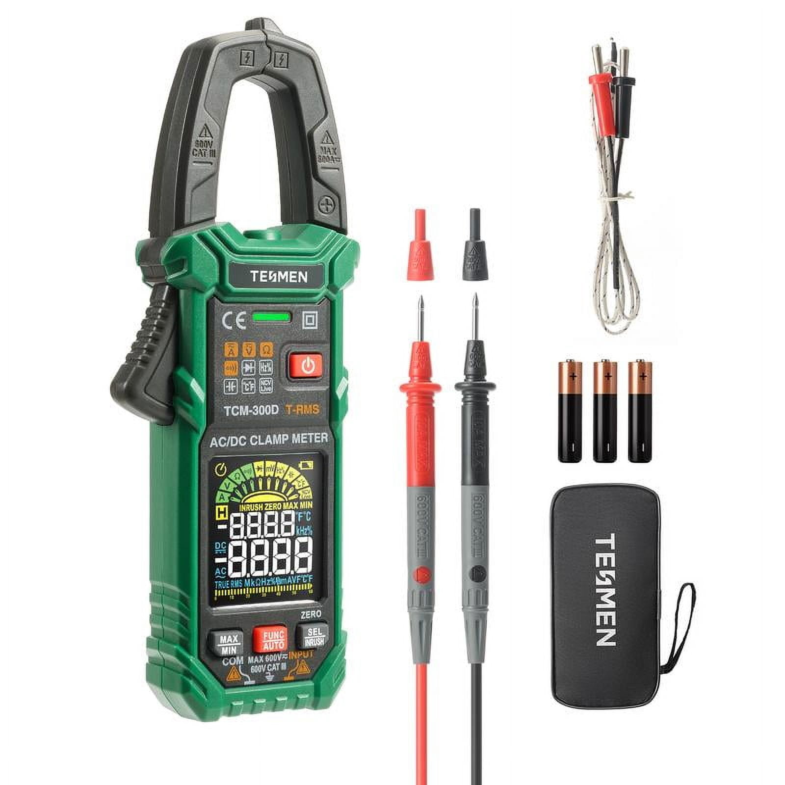"6000-Count Auto-Ranging Digital Clamp Meter for AC/DC Voltage Current ...