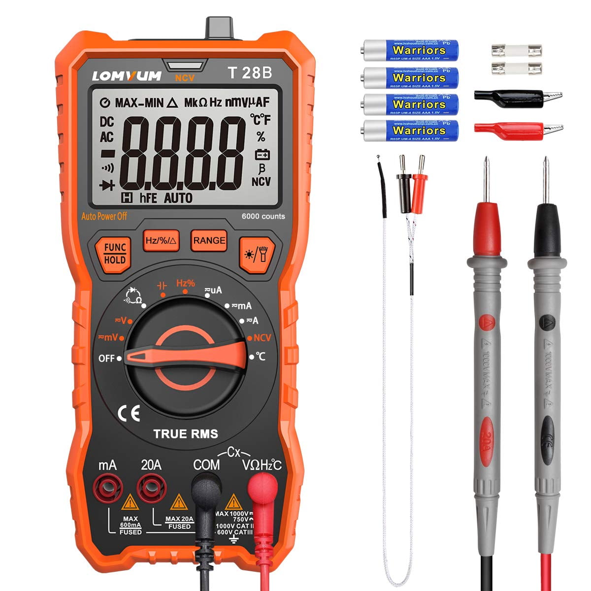 6000 Counts Auto-Ranging Digital Multimeter with Voltage Tester, Ohm ...